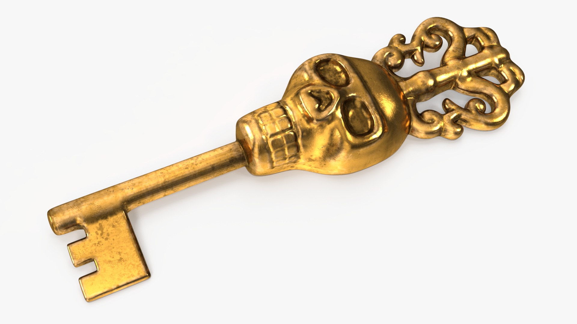 Ornate Skull Gothic Key Gold 3D - TurboSquid 2246381