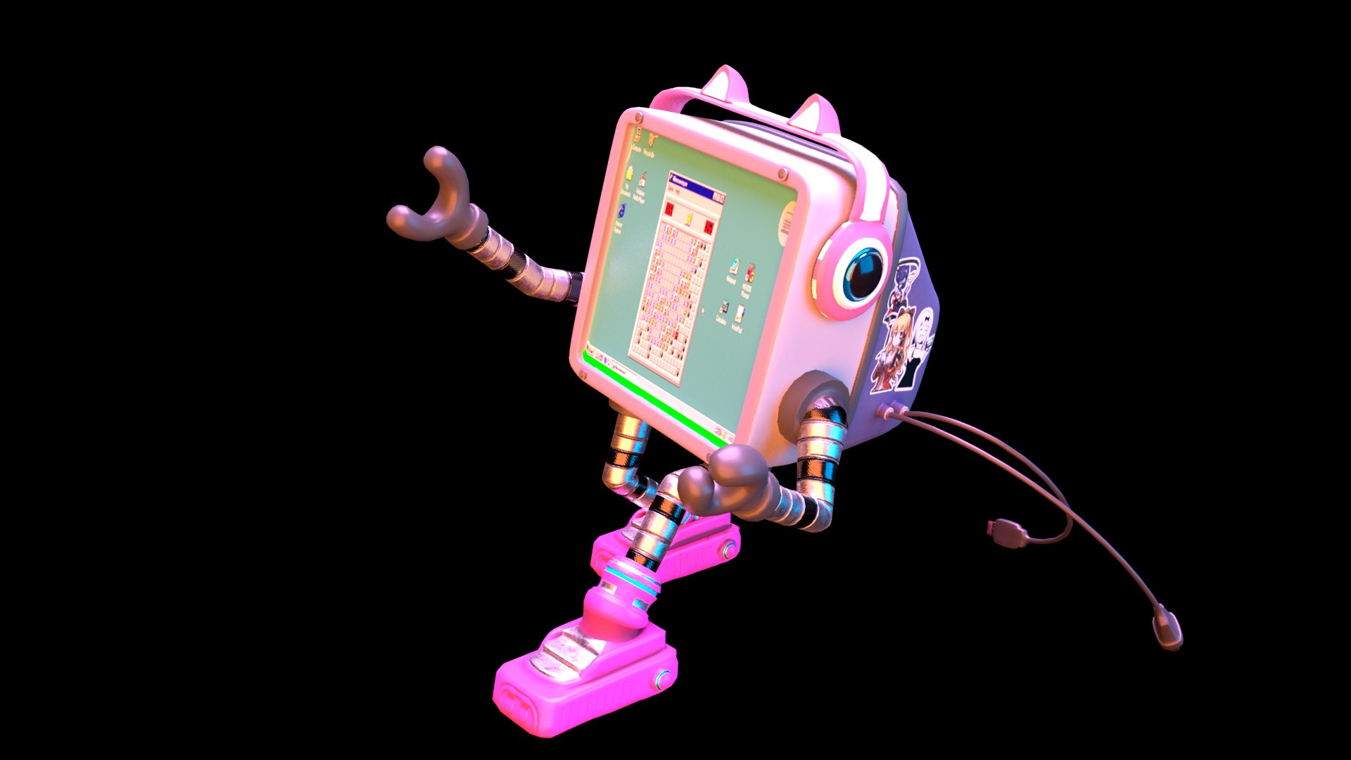 3D Kitty Monitor Model - TurboSquid 2058406