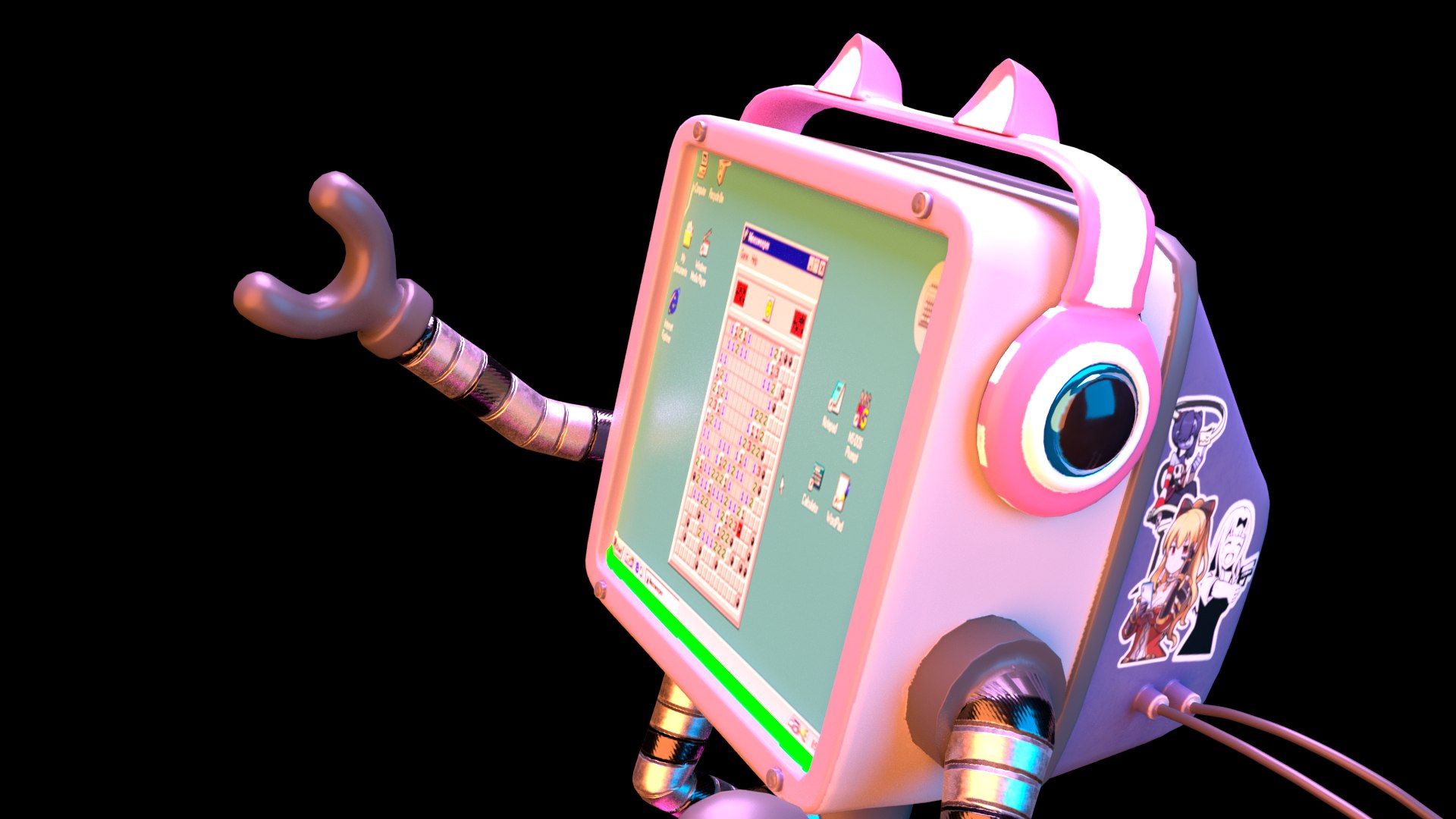 3D Kitty Monitor Model - TurboSquid 2058406