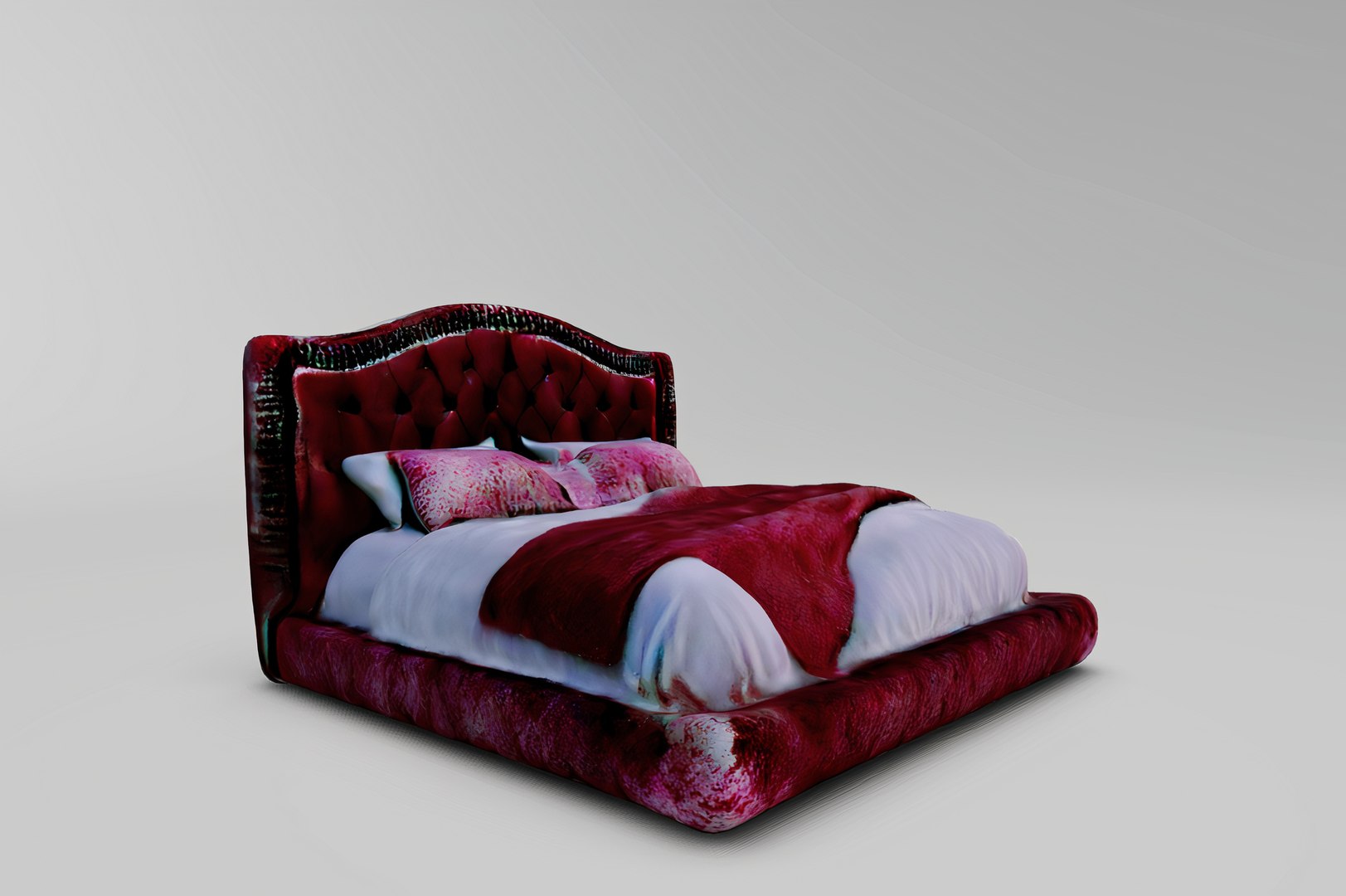 3D Model Velvet Grandeur A Luxurious Red Bedroom Set - TurboSquid 2174691