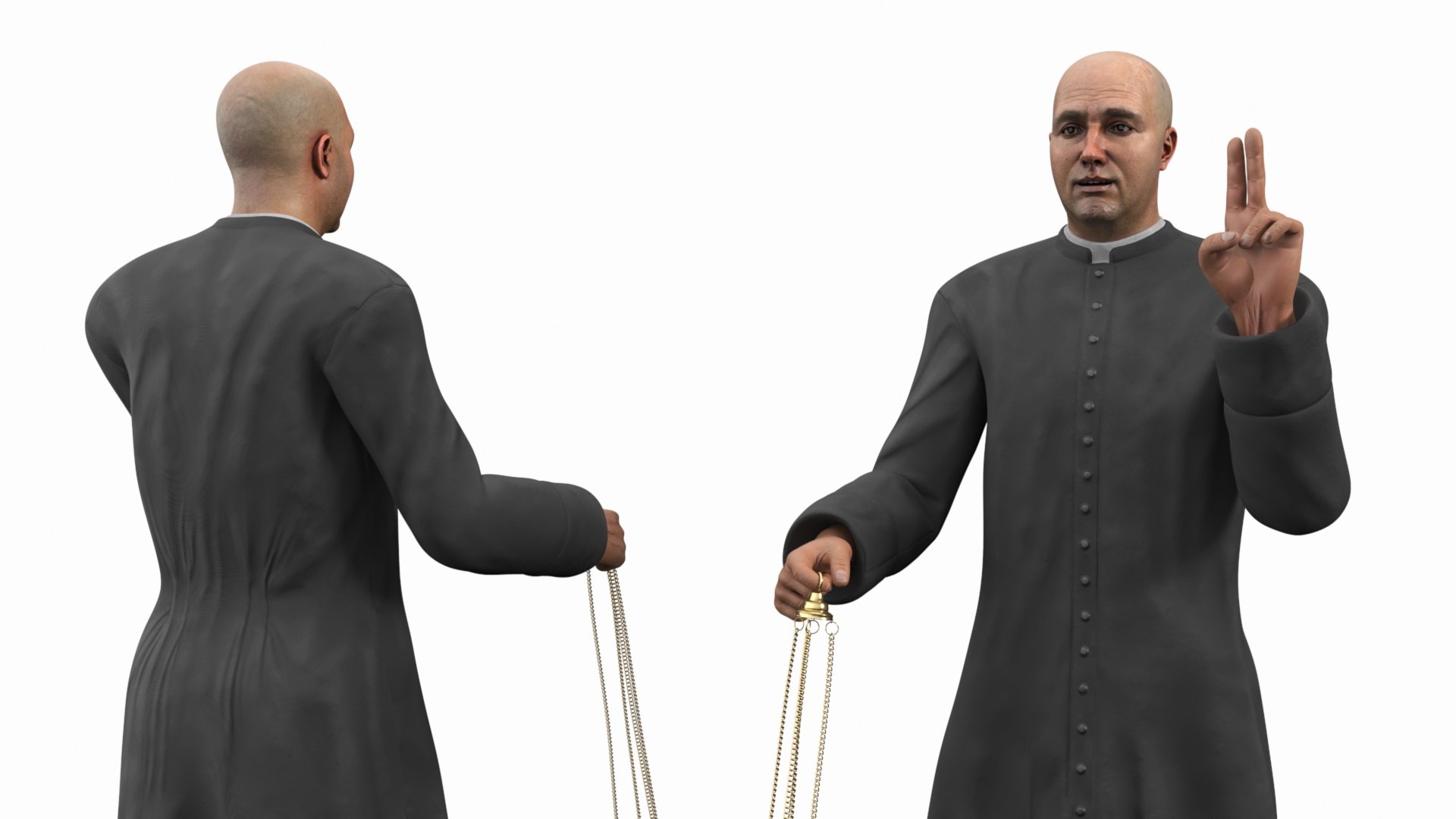 3D Catholic Priest Holding Chain Censer Model - TurboSquid 2321480