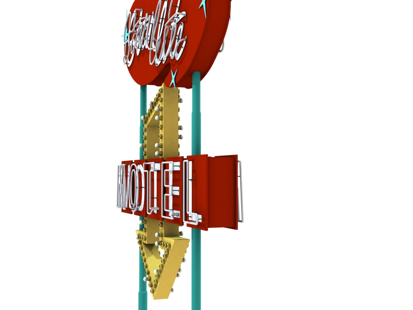 Neon Motel Sign Vintage 3d Model