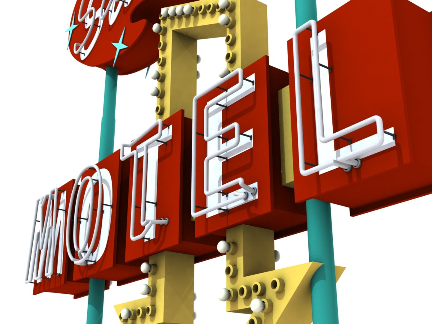 Neon Motel Sign Vintage 3d Model