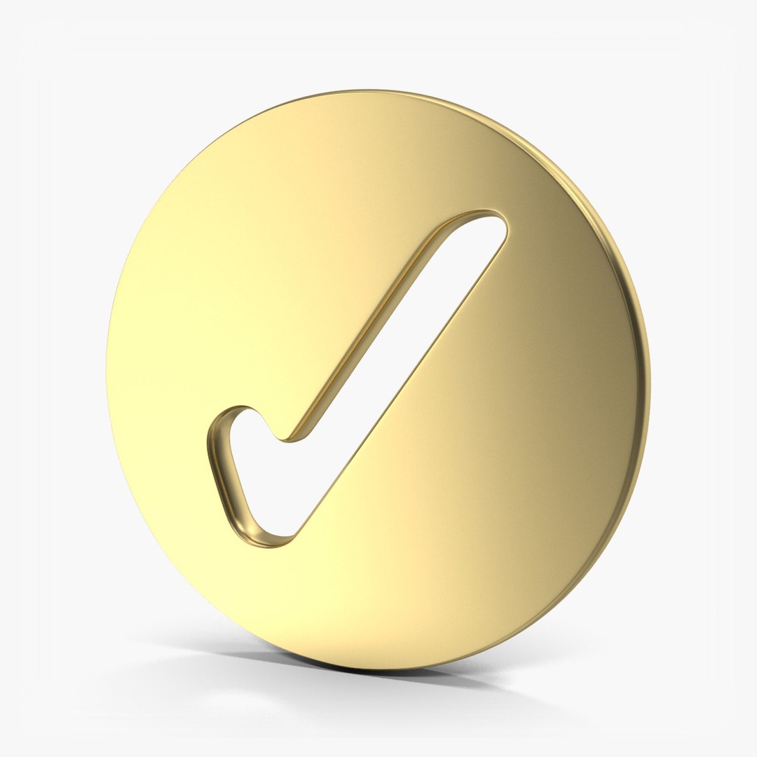 3D Tick Mark Round Symbol Gold - TurboSquid 2060778