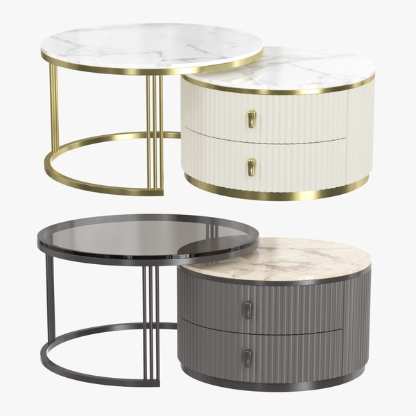 modelo 3d five different Round Coffee Tables - TurboSquid 2052621