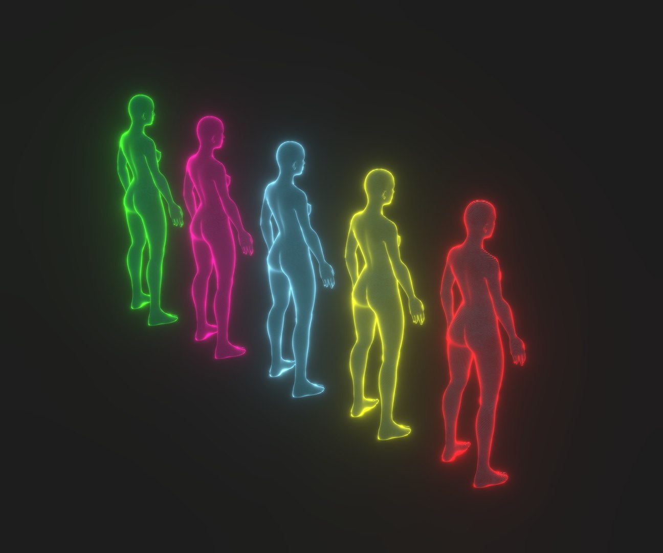 3D Animated Human Hologram Female Model - TurboSquid 1867806
