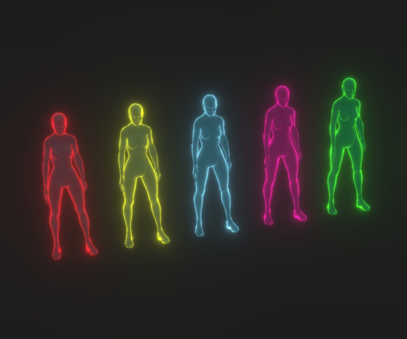 3D Animated Human Hologram Female Model - TurboSquid 1867806