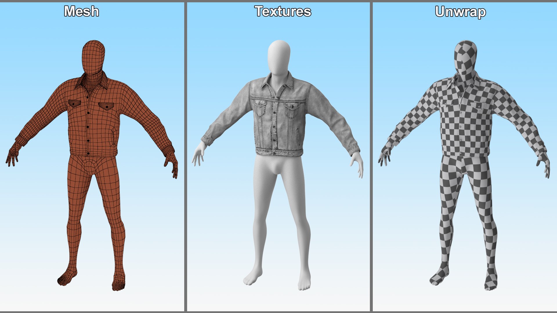 Trucker Jeans Jacket For Men Buttoned-up Grey 3D - TurboSquid 2391935