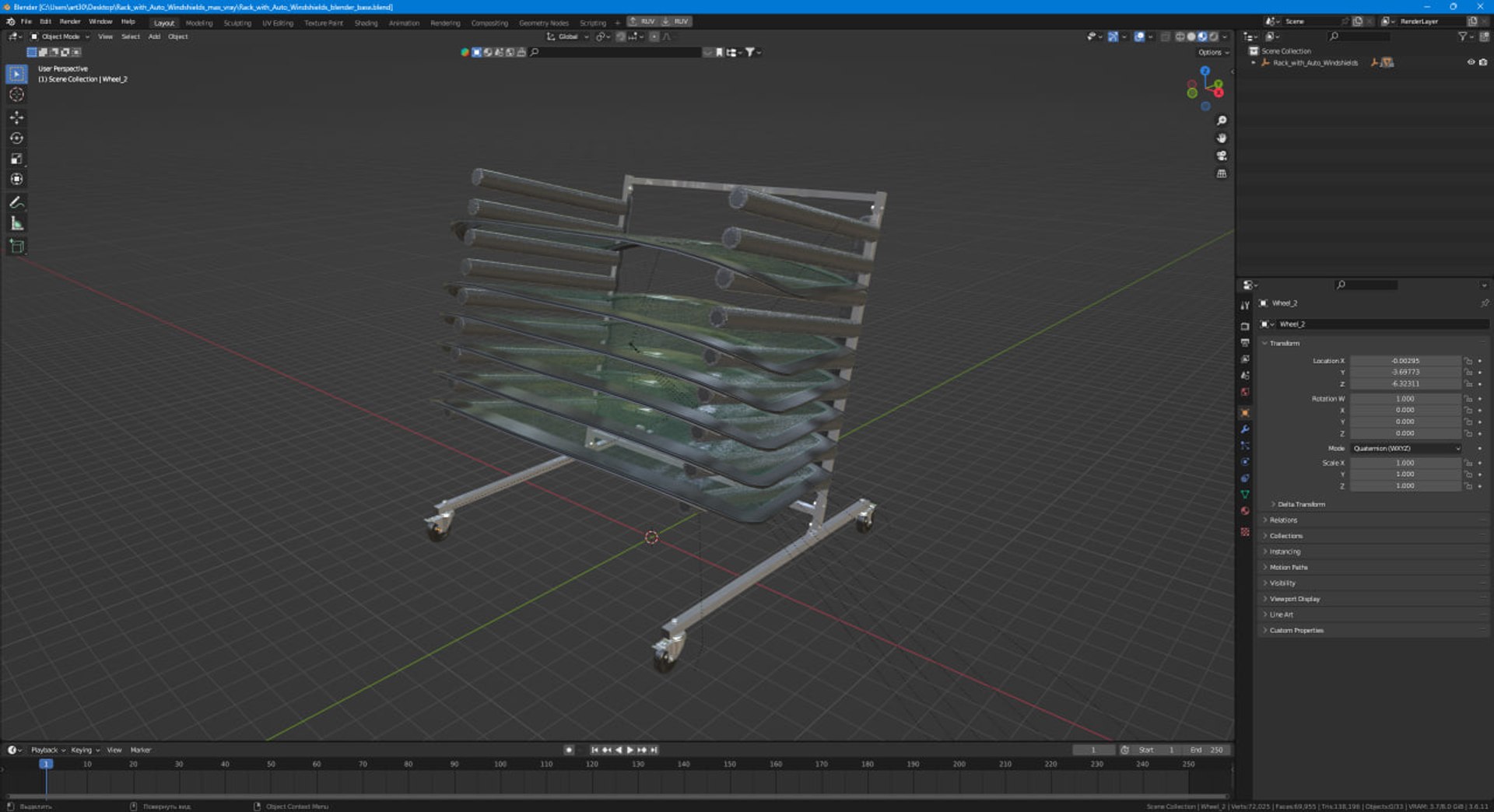 3D Rack With Auto Windshields Model - TurboSquid 2384797
