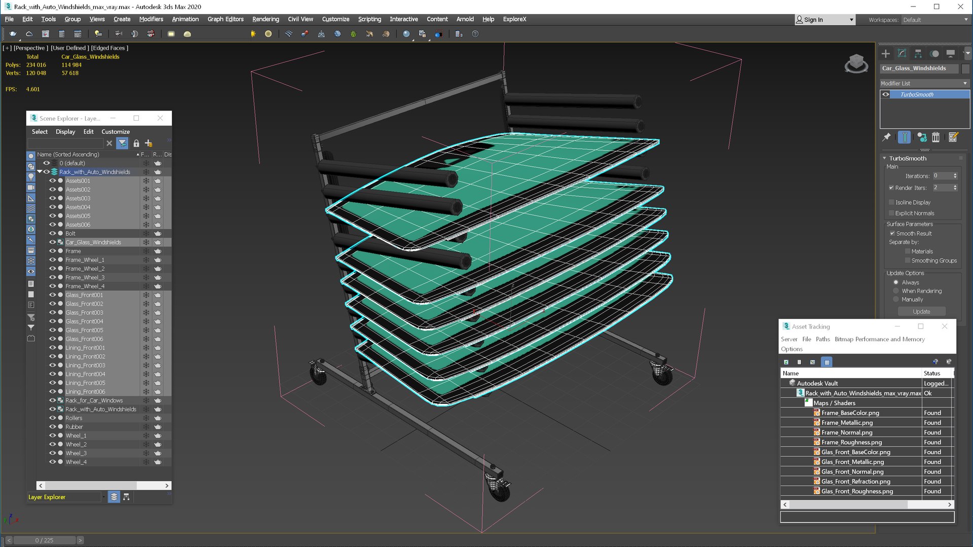 3D Rack With Auto Windshields Model - TurboSquid 2384797