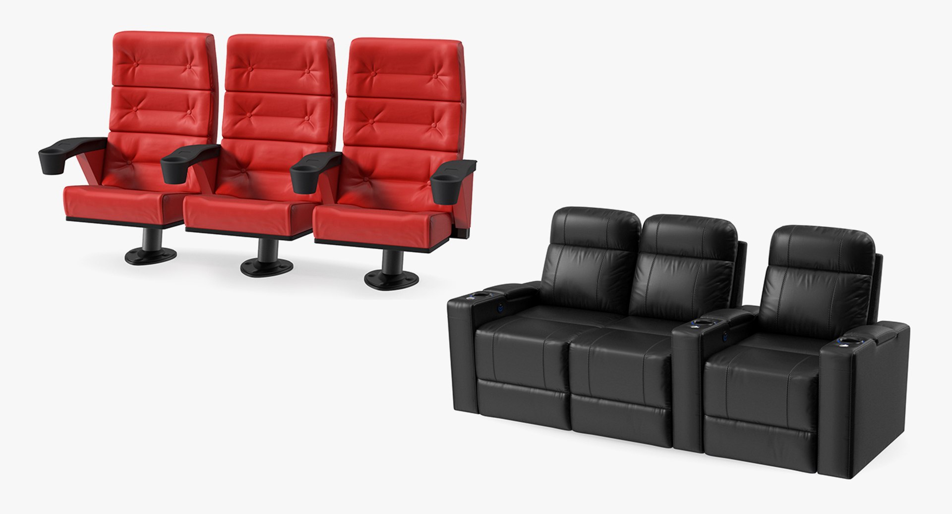 Leather Cinema Chairs Collection 3D model - TurboSquid 1958857