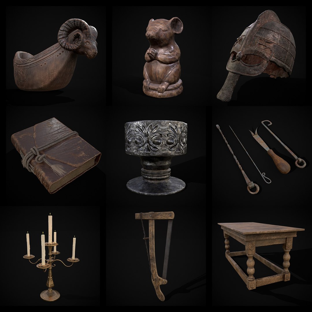 3D Medieval Prop Mix Fifty - TurboSquid 2105417