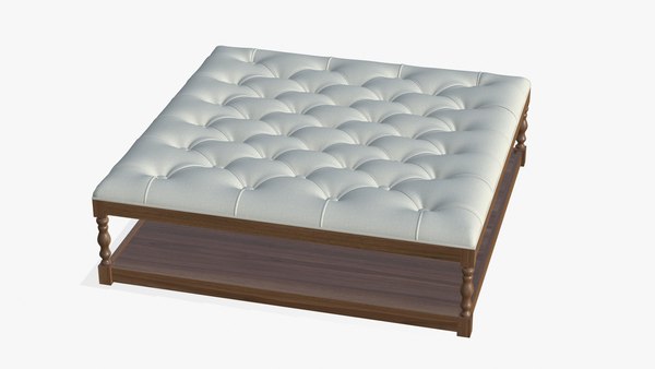 Chesterfield Leather Bench With Coffee Table 3D model - TurboSquid 1904459