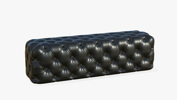 Chesterfield Leather Bench With Coffee Table 3D model - TurboSquid 1904459