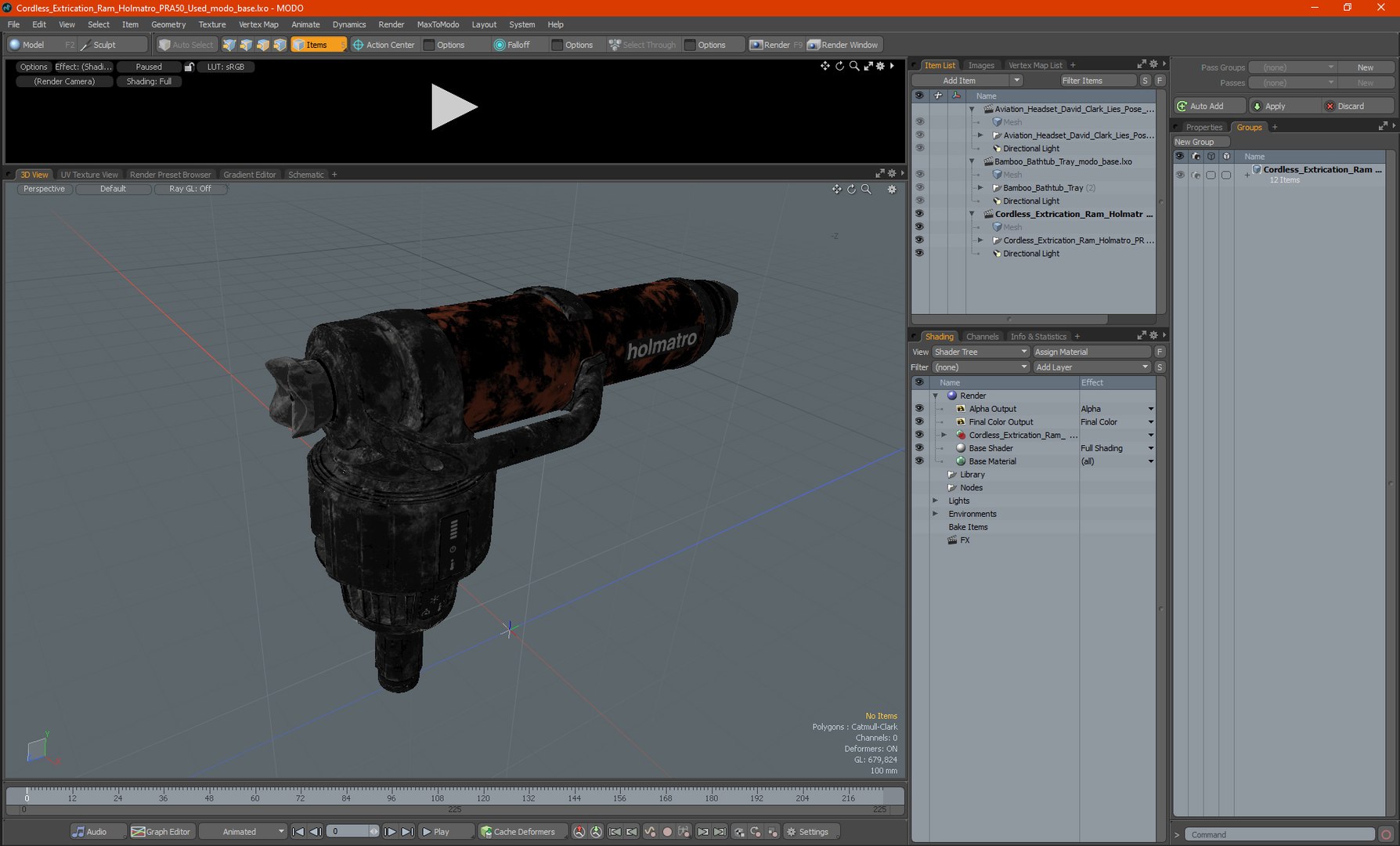 Cordless Extrication Ram Holmatro PRA50 Used 3D model - TurboSquid 1980922