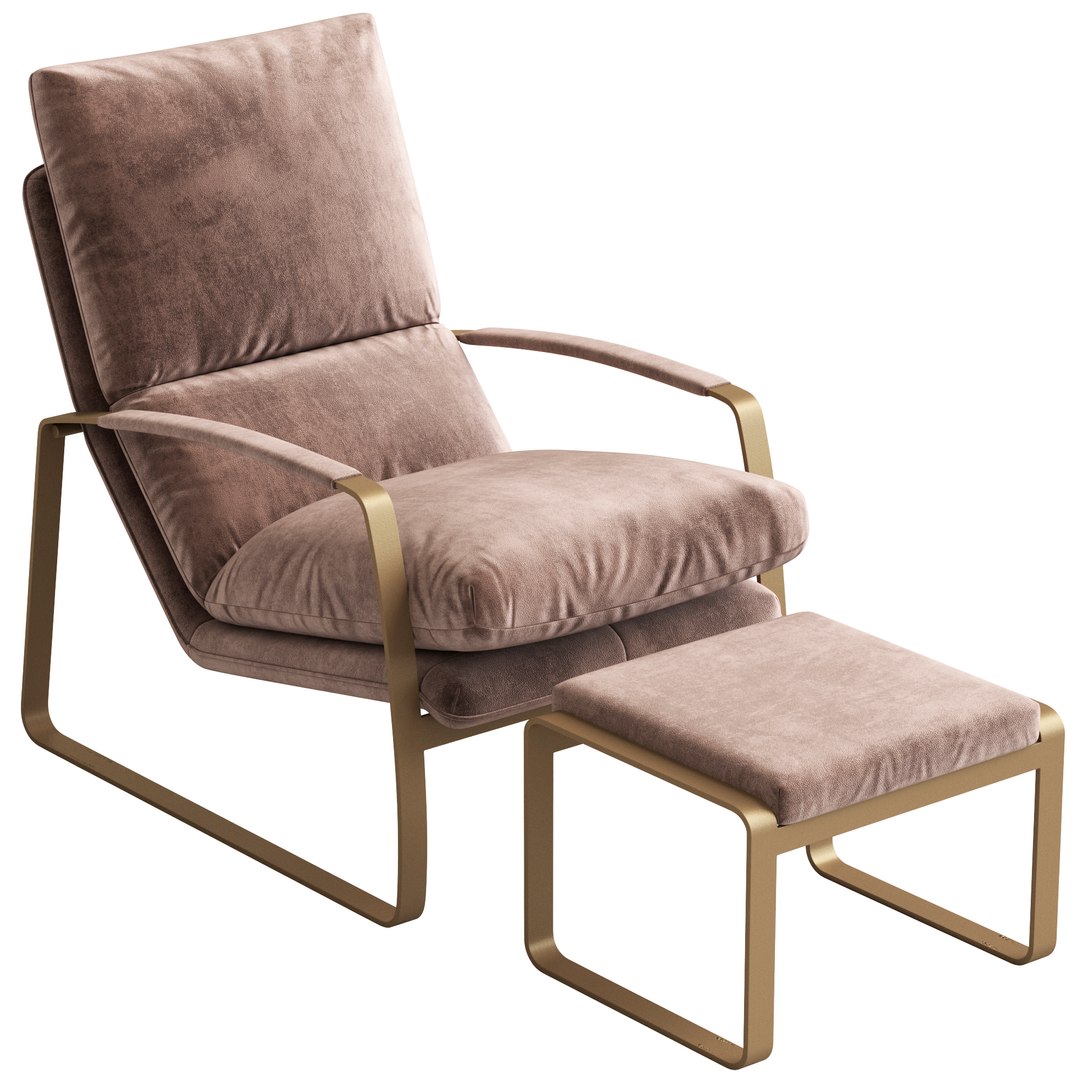 3D Bella Casa Fagan Suede Lounger model - TurboSquid 2165648