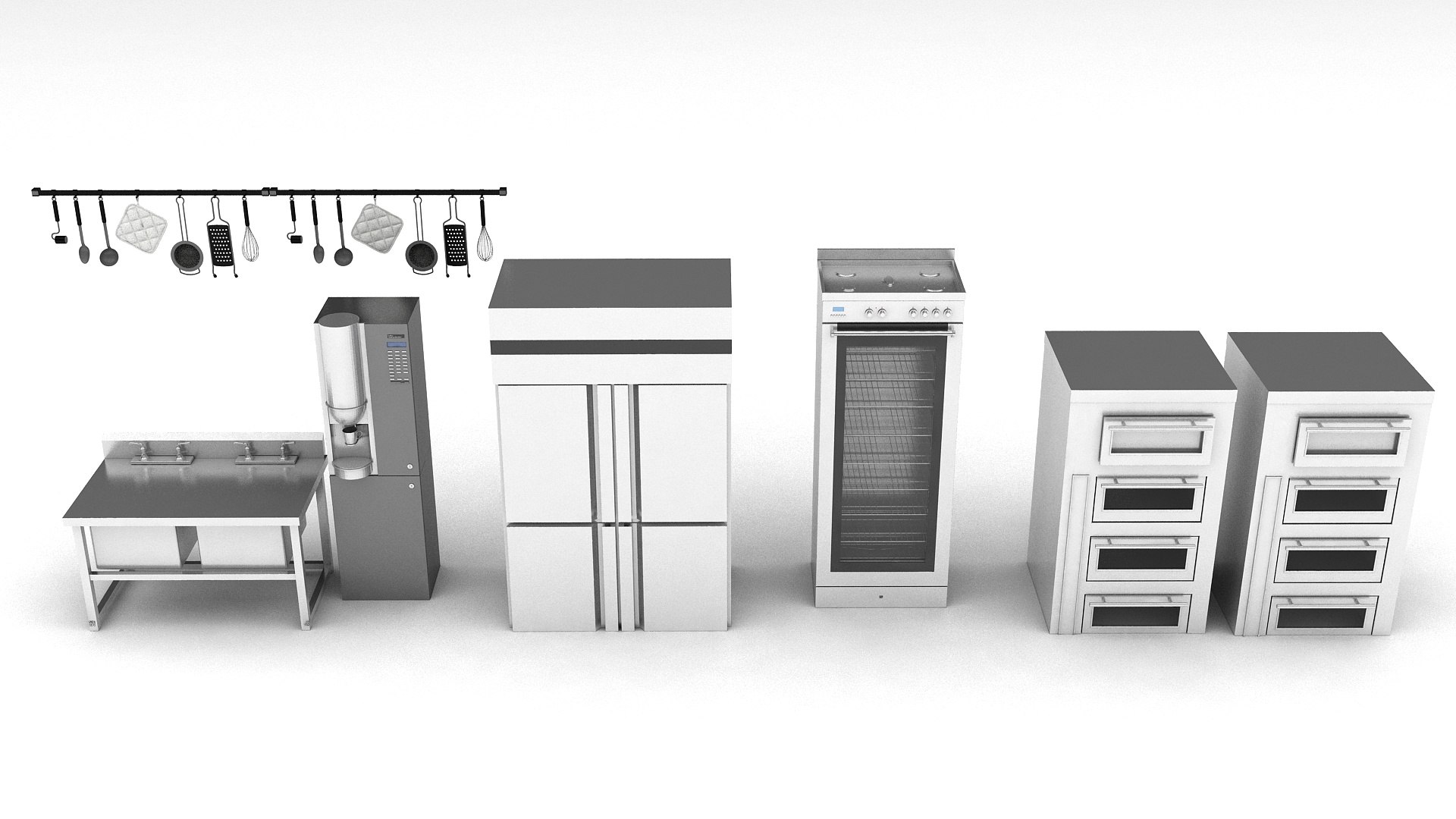 3D model Commercial kitchen equipment 1 - TurboSquid 2157784