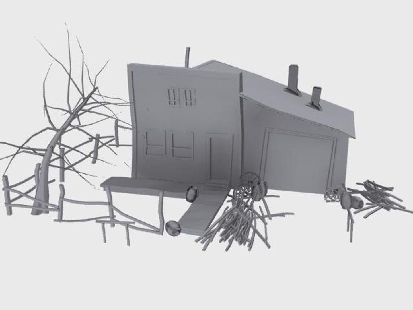 7 Building Ghost Town 3d Model