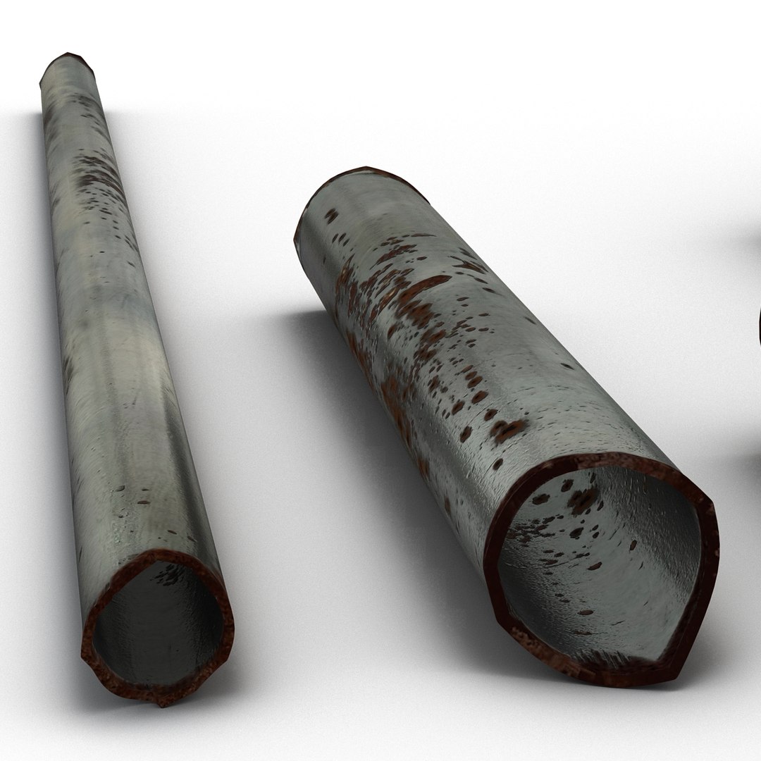 3d broken iron pipes set model