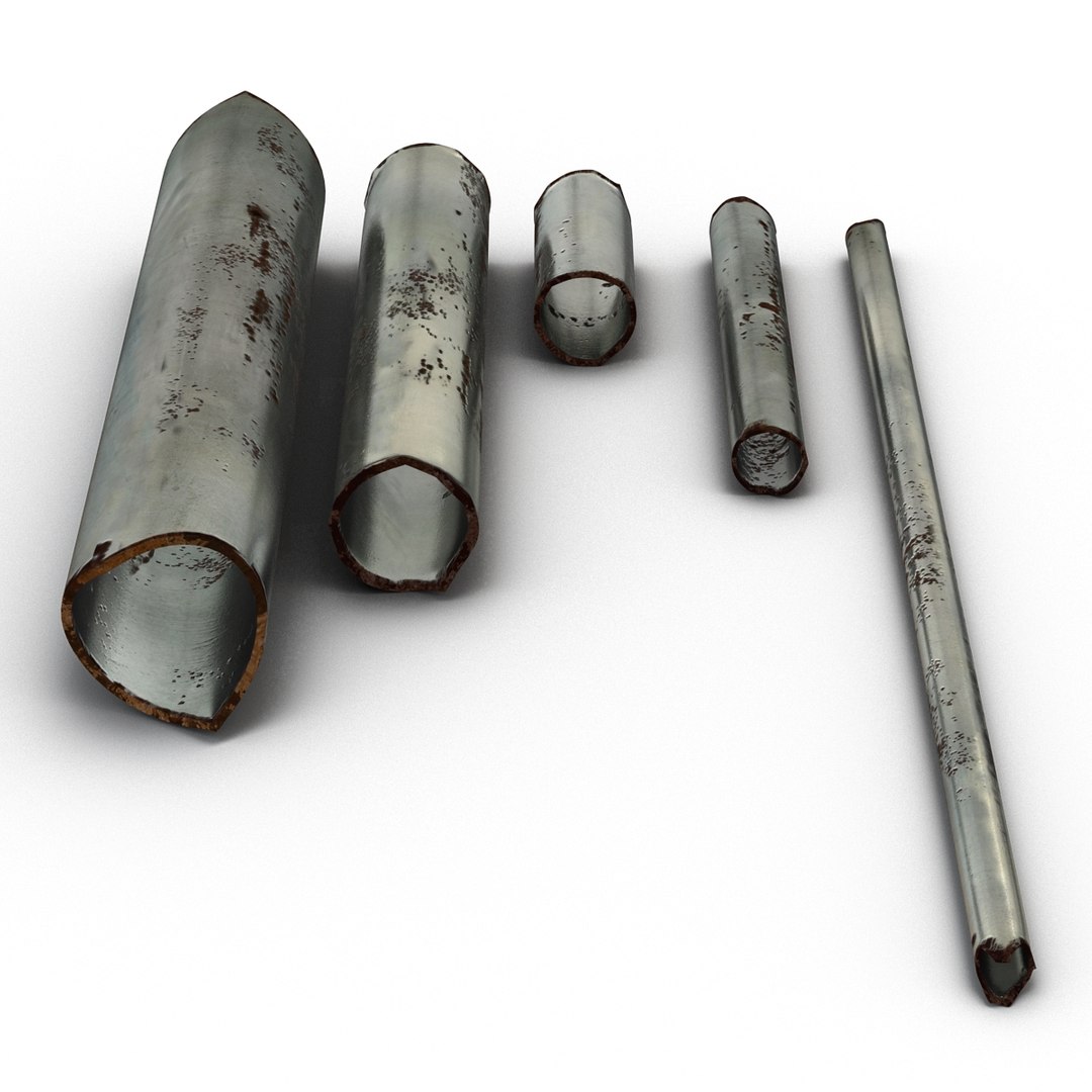 3d Broken Iron Pipes Set Model
