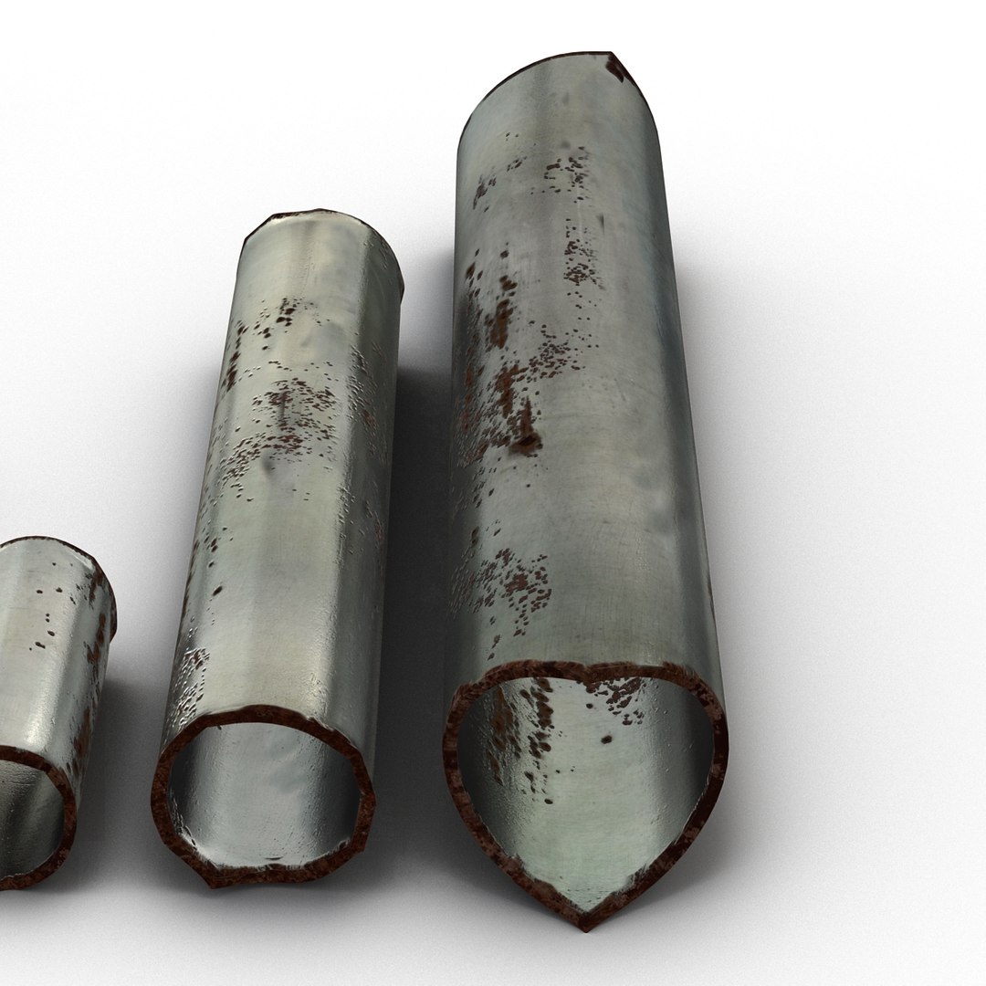 3d broken iron pipes set model