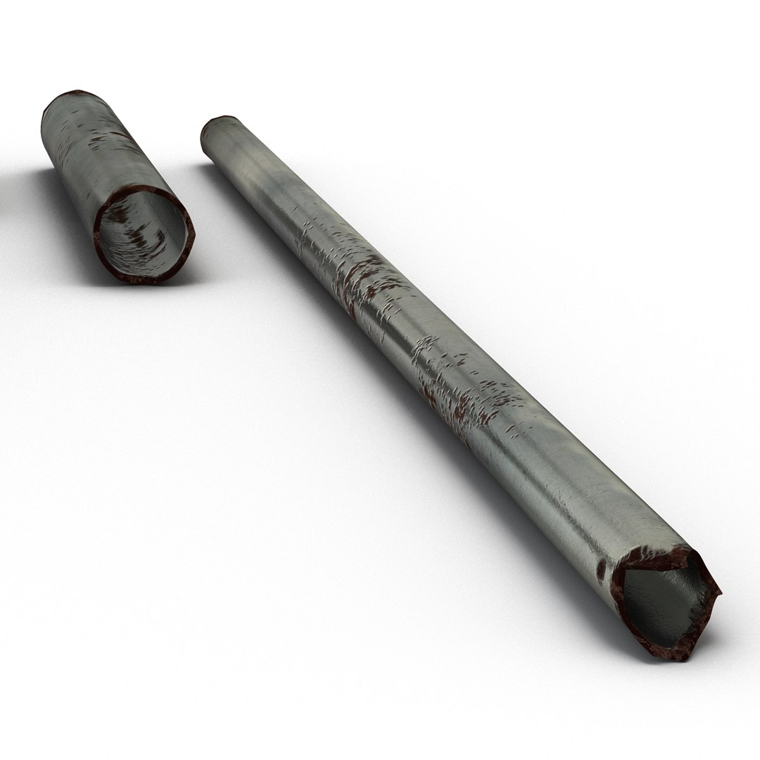 3d broken iron pipes set model
