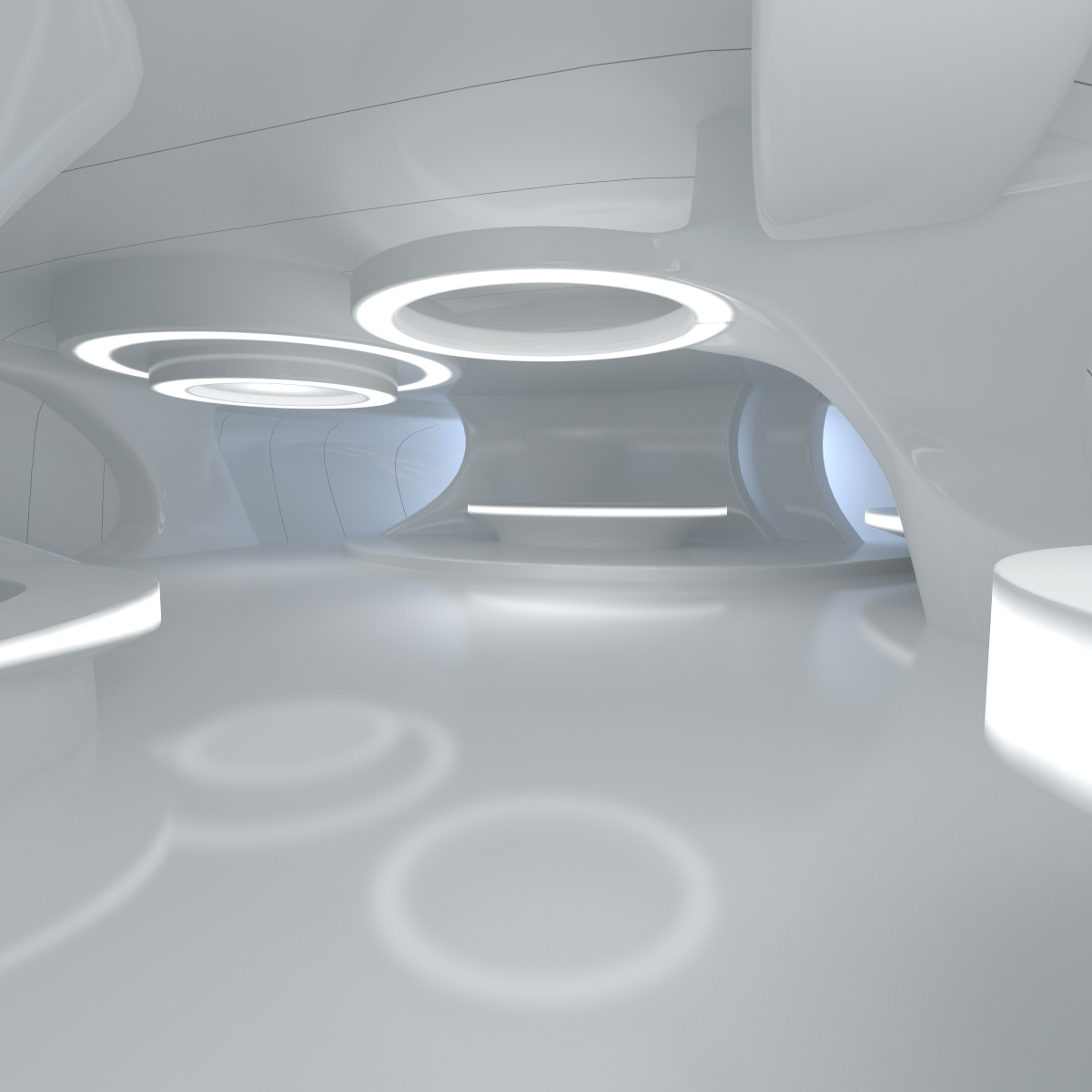 3d sci-fi futuristic room design