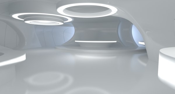3d sci-fi futuristic room design