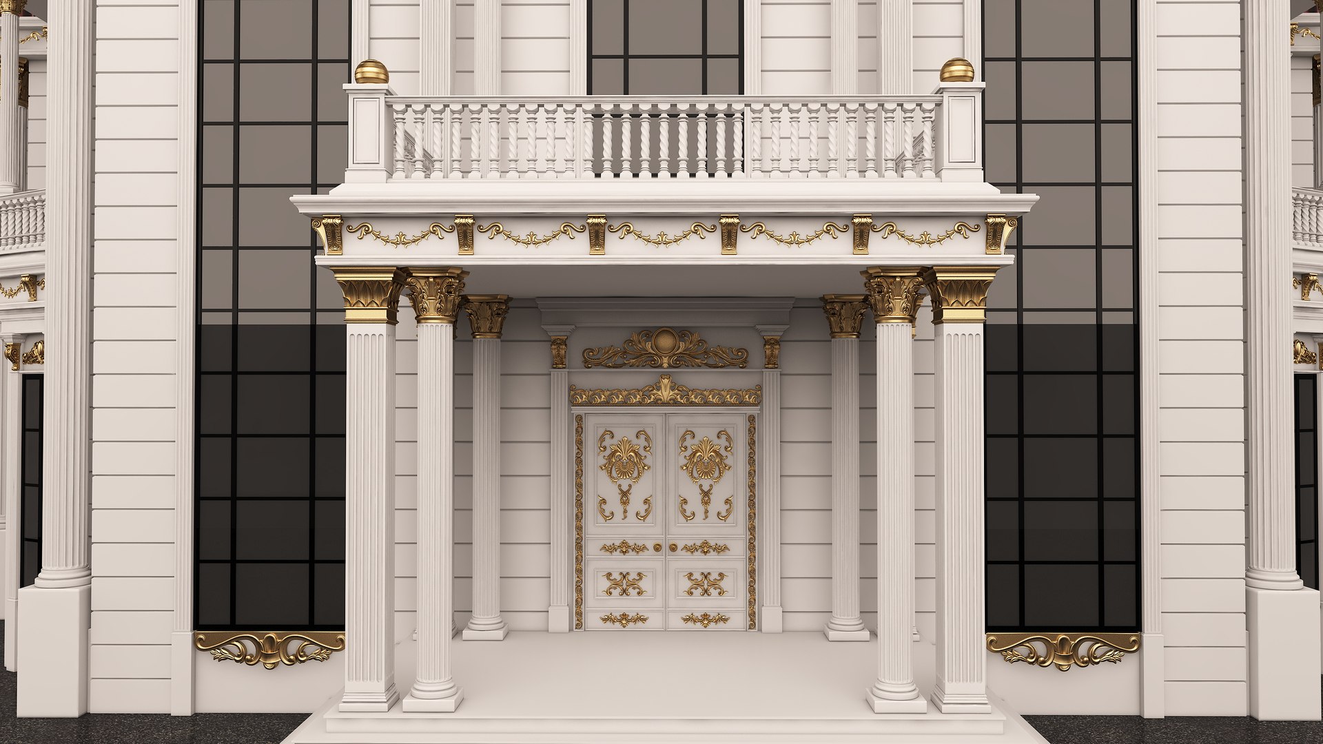 Classic Mansion Villa 01 White And Gold 3D - TurboSquid 1965221