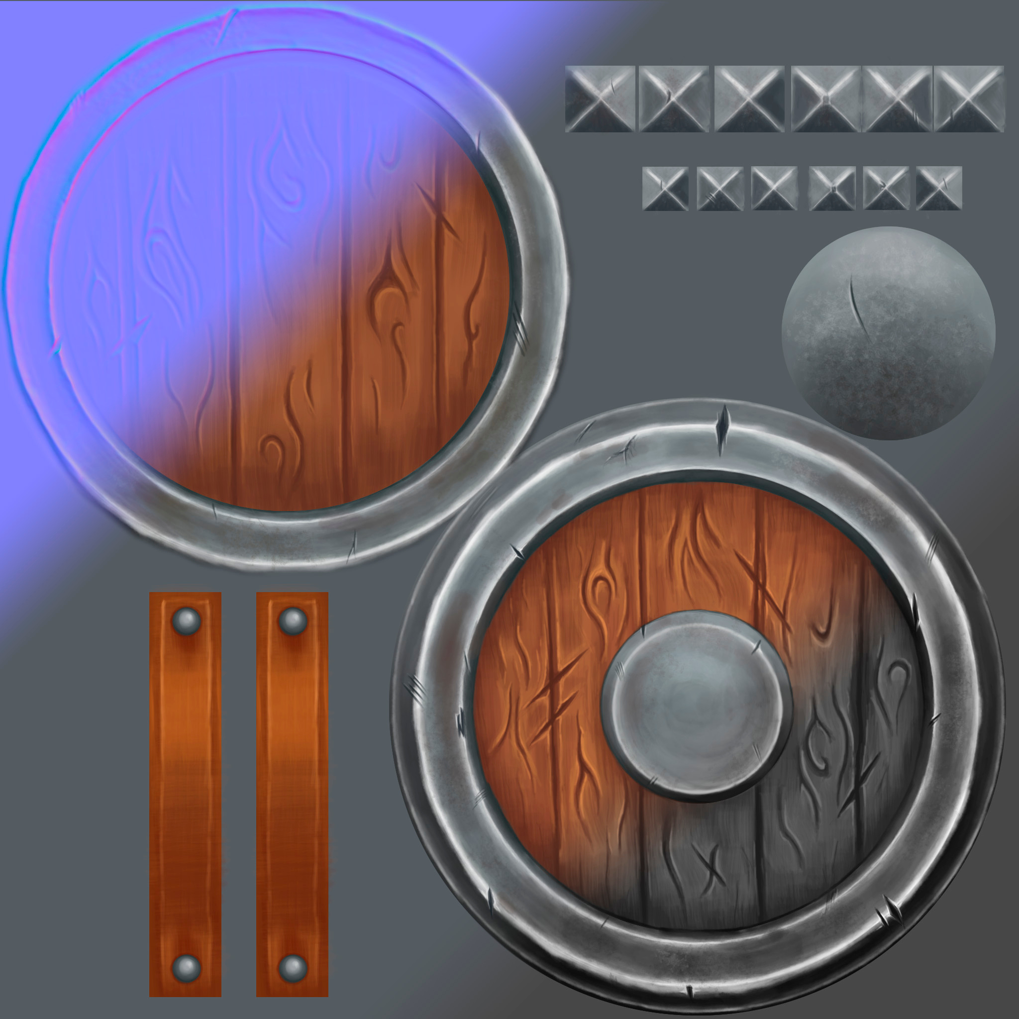 3d shield hand painted