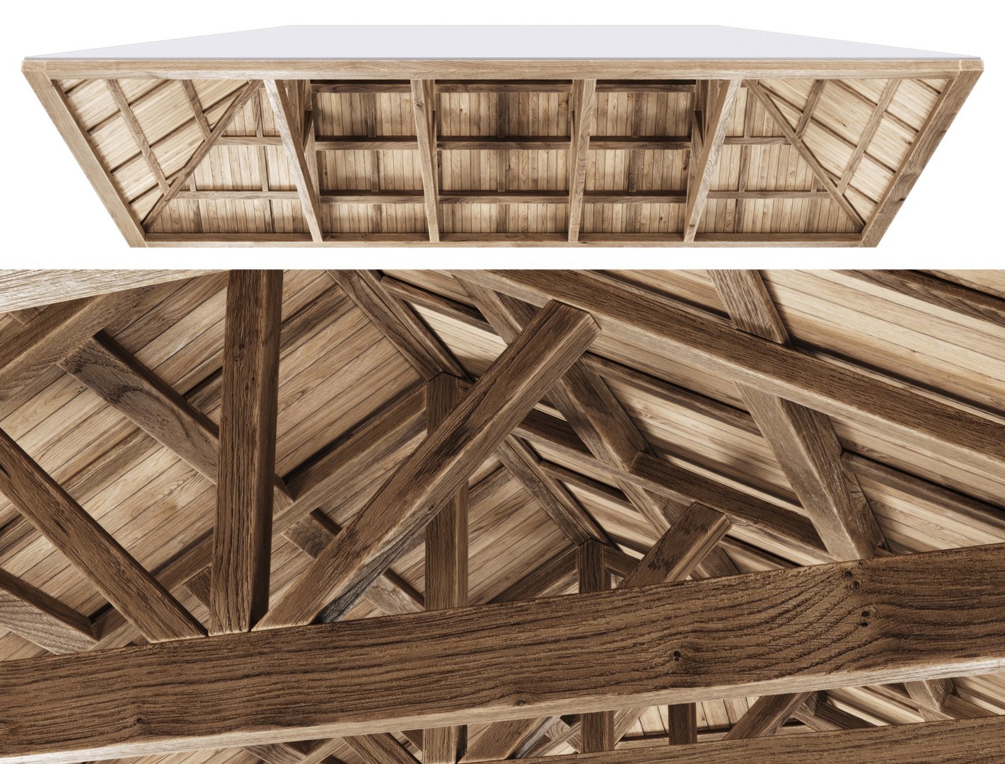 3D Model Wooden Ceiling V7 With Beams - TurboSquid 2285057
