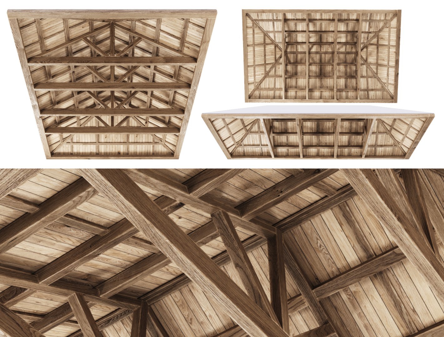 3D Model Wooden Ceiling V7 With Beams - TurboSquid 2285057