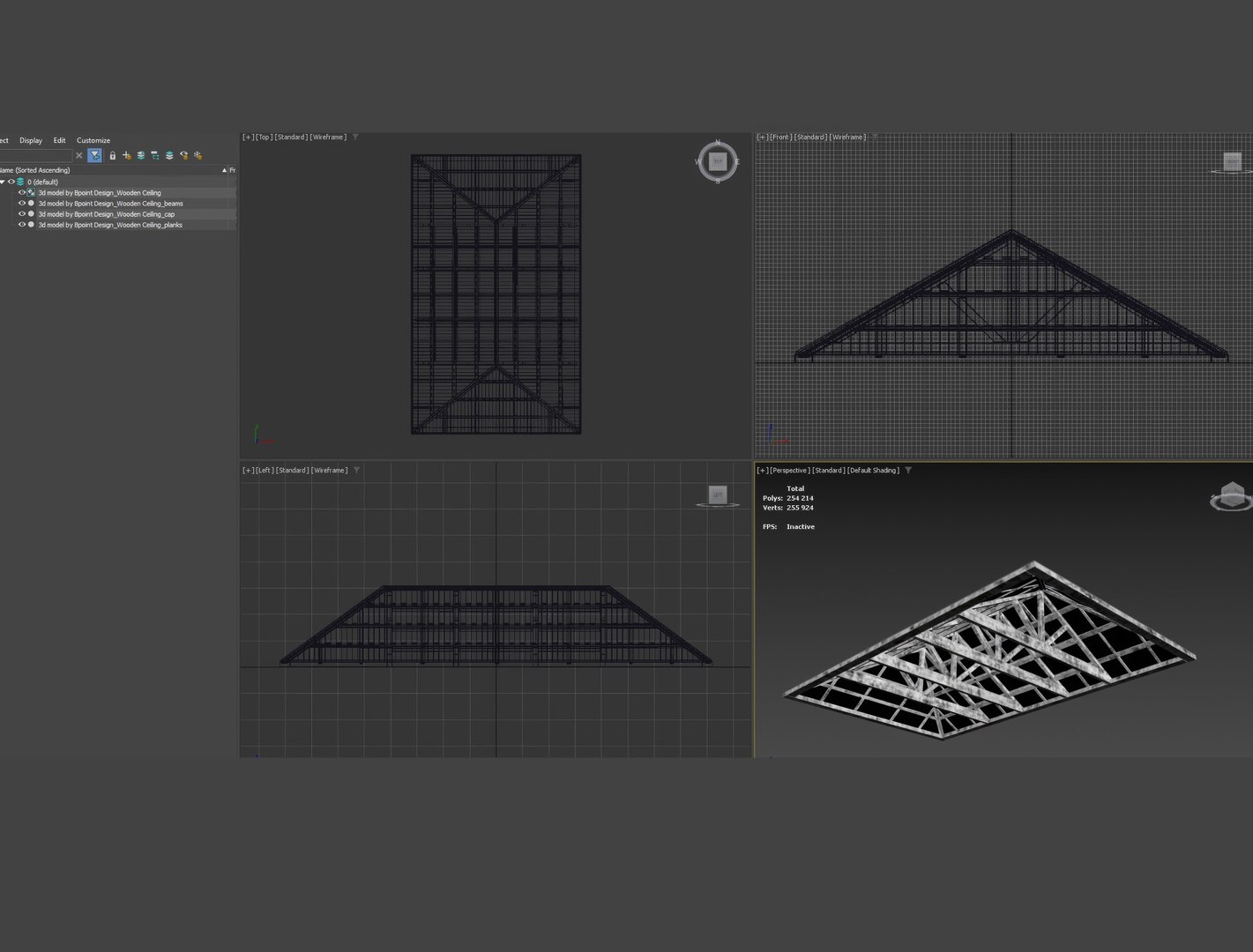 3D Model Wooden Ceiling V7 With Beams - TurboSquid 2285057