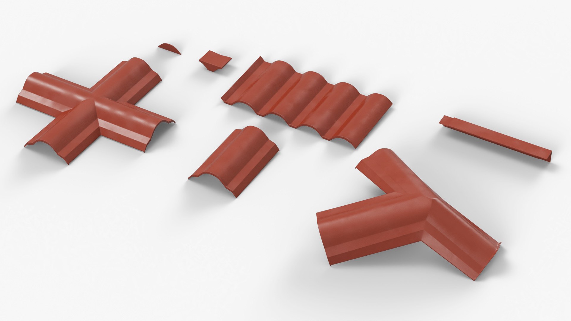 3D Tile Roof Components Set Plastic Model - TurboSquid 2371795