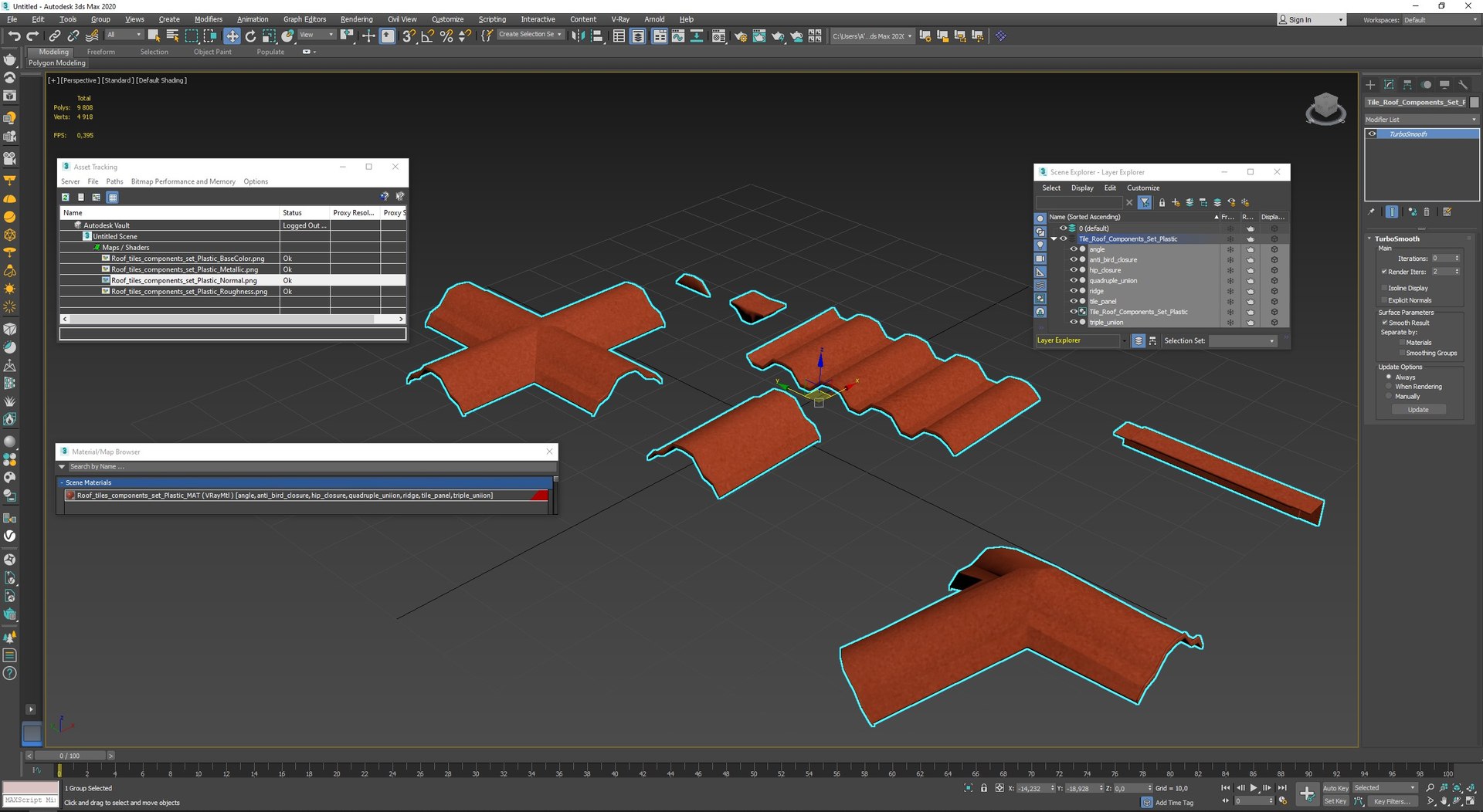3D Tile Roof Components Set Plastic Model - TurboSquid 2371795