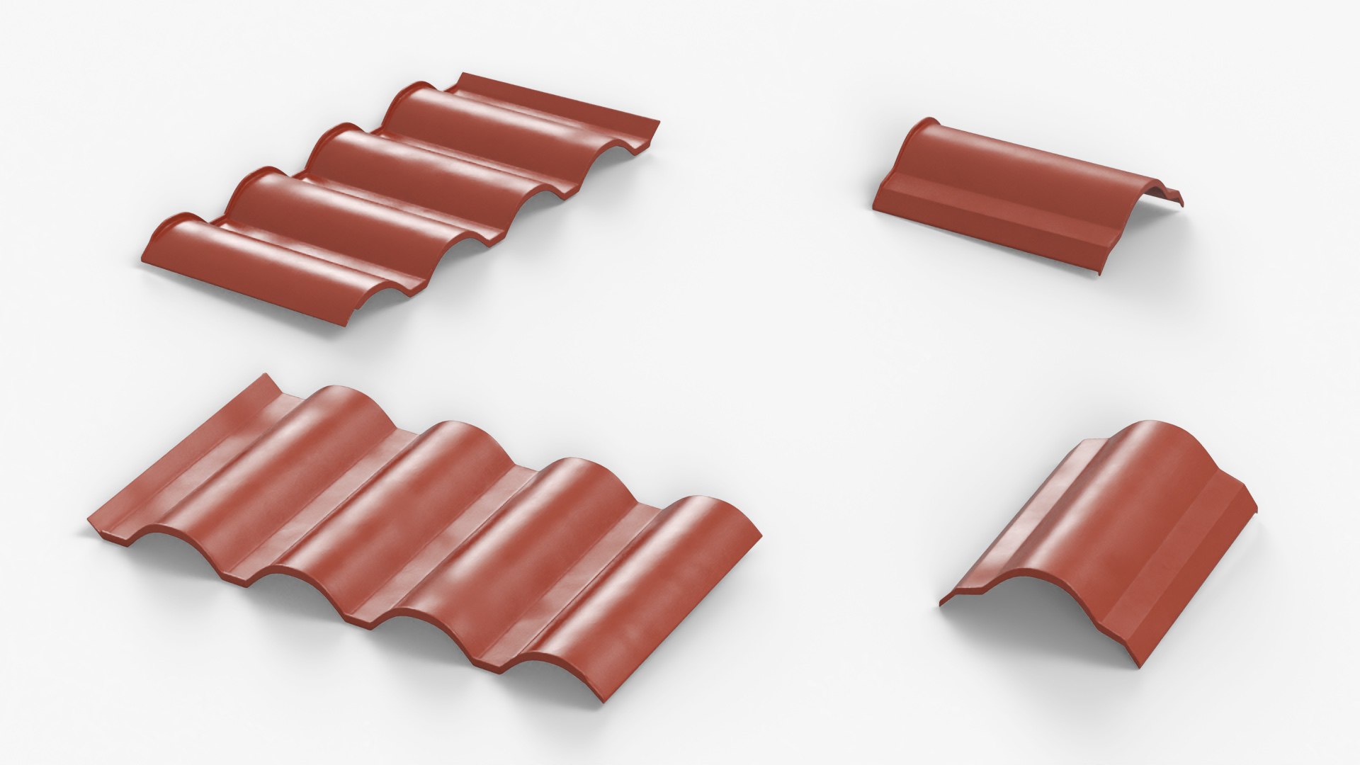 3D Tile Roof Components Set Plastic Model - TurboSquid 2371795