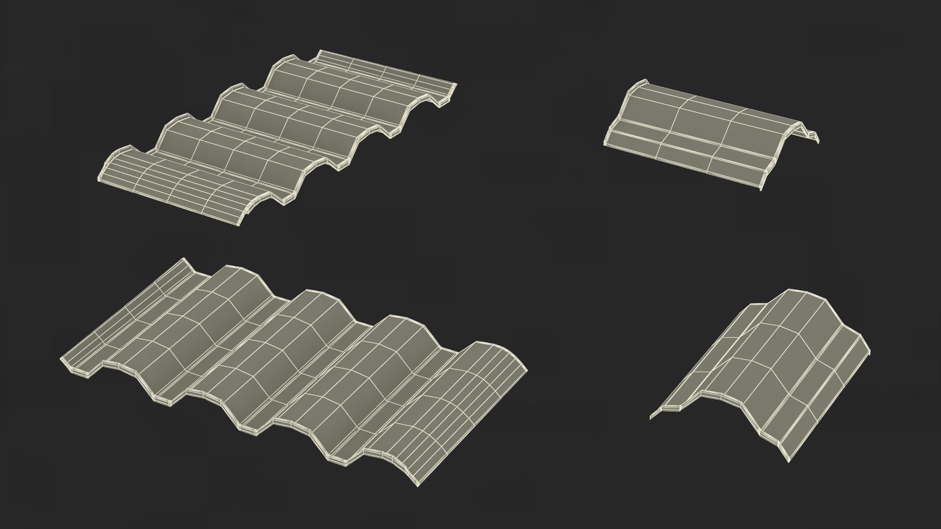 3D Tile Roof Components Set Plastic Model - TurboSquid 2371795