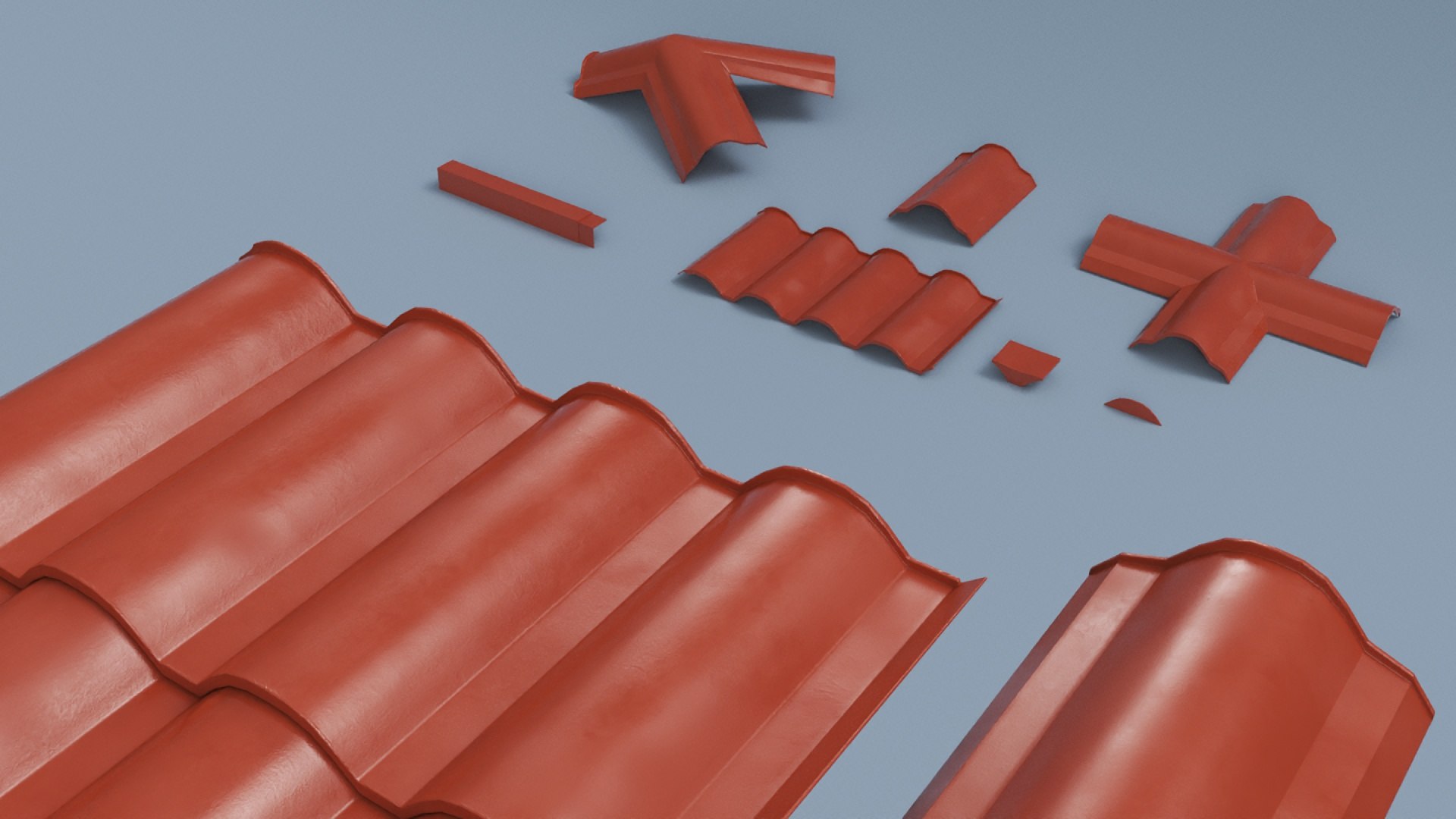 3D Tile Roof Components Set Plastic Model - TurboSquid 2371795