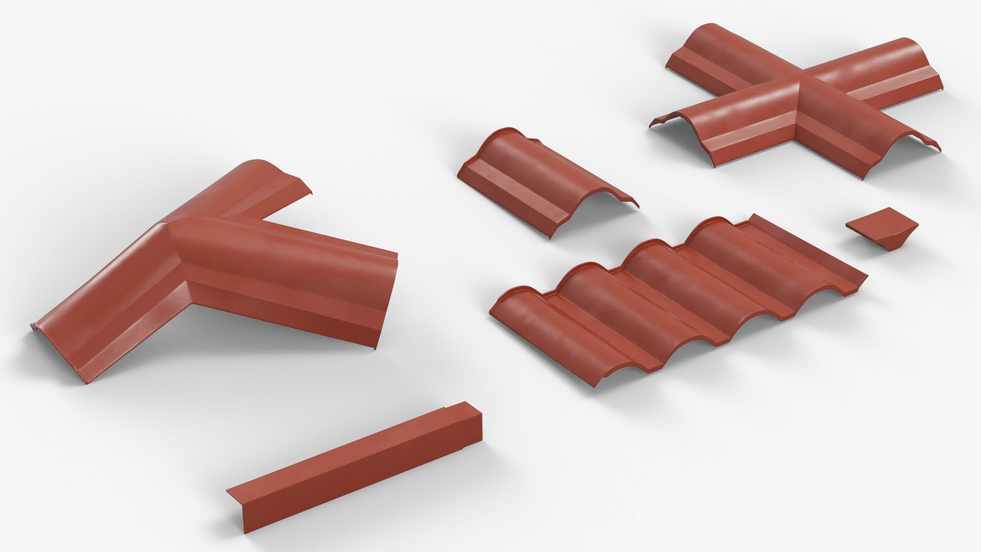 3D Tile Roof Components Set Plastic Model - TurboSquid 2371795