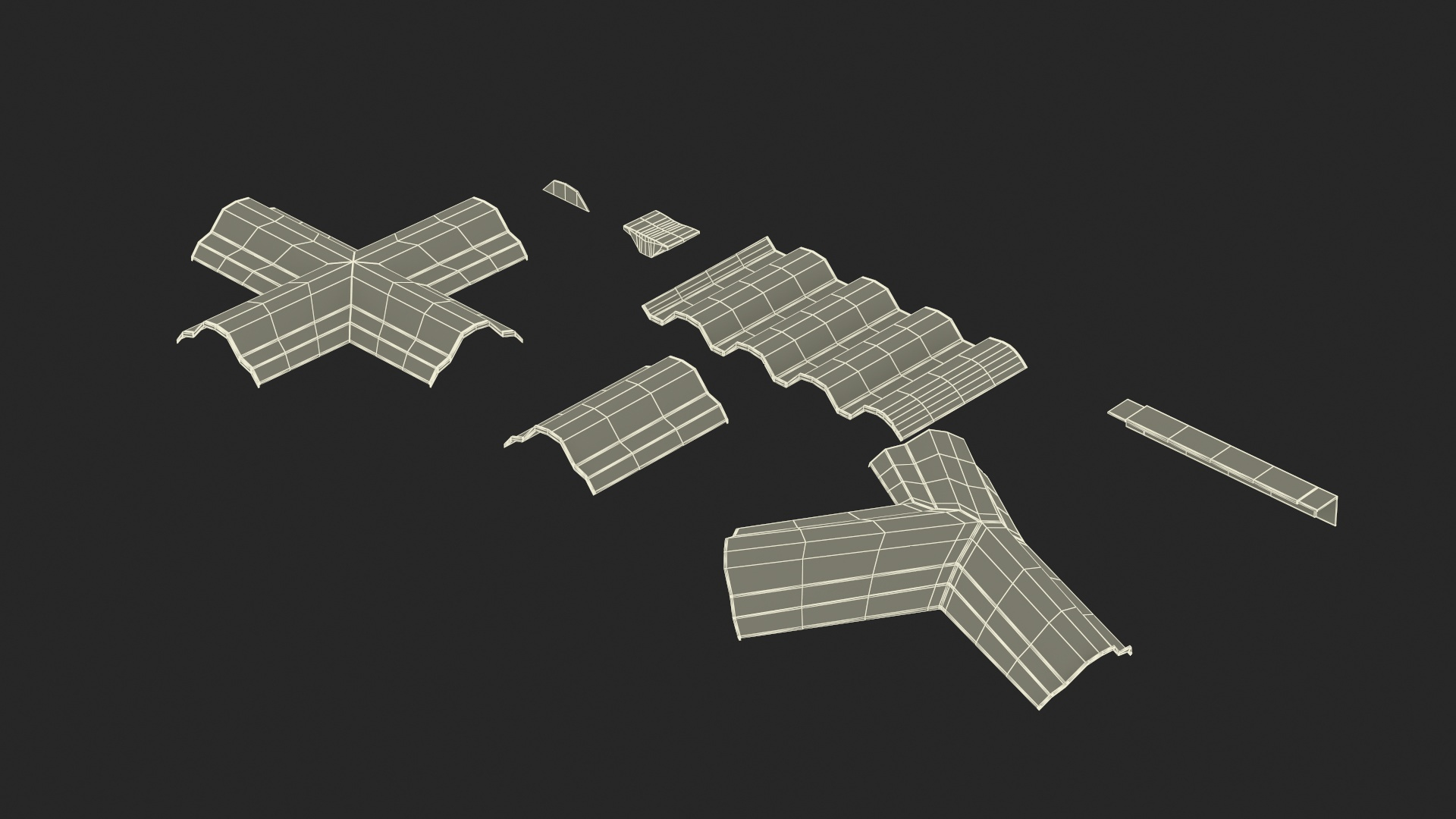 3D Tile Roof Components Set Plastic Model - TurboSquid 2371795