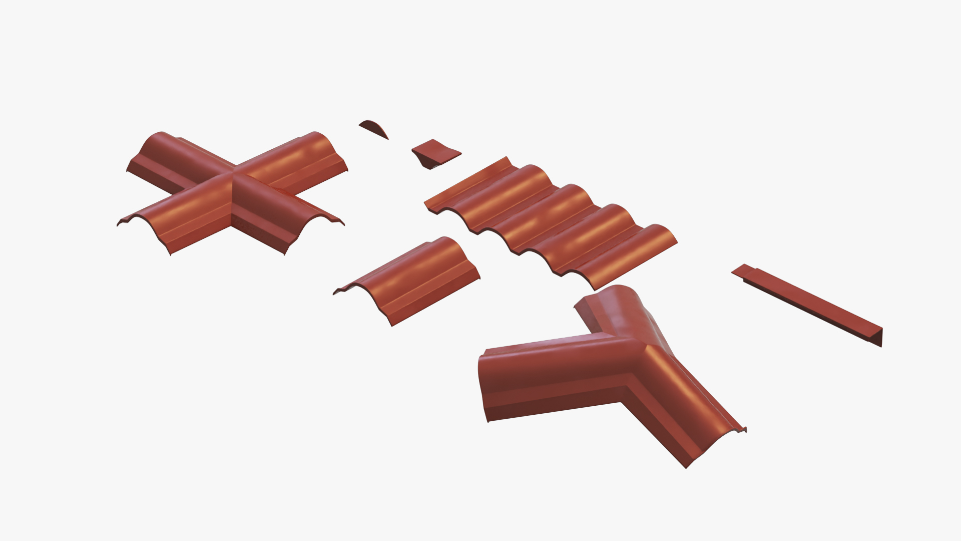 3D Tile Roof Components Set Plastic Model - TurboSquid 2371795