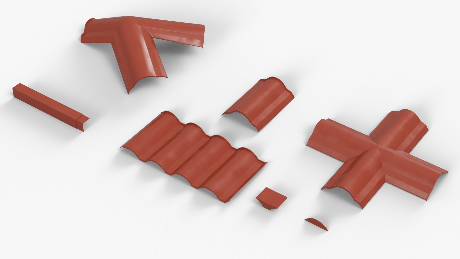 3D Tile Roof Components Set Plastic Model - TurboSquid 2371795