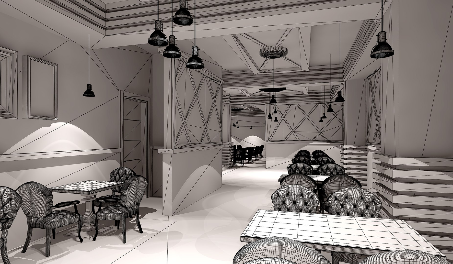 3d Model Of Cafe Interior