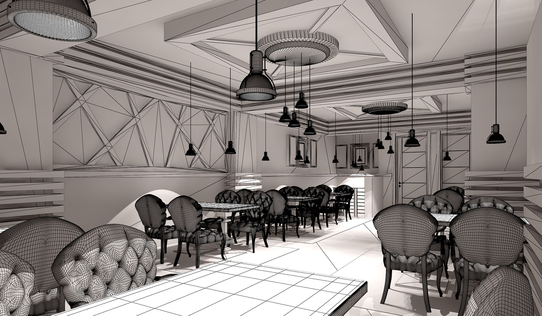3d Model Of Cafe Interior