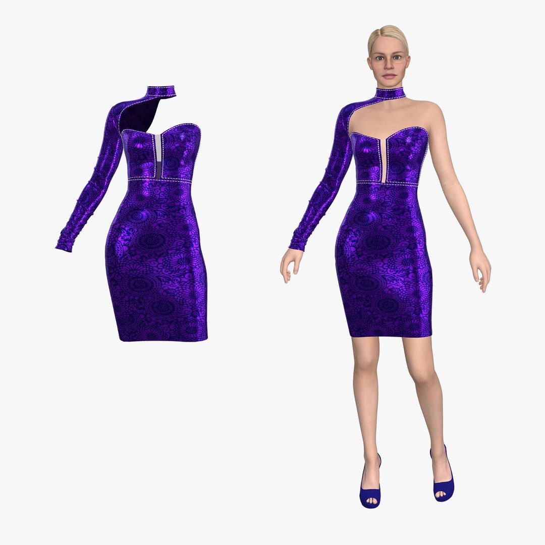 Purple dress Marvelous Designer or Clo3D ZPRJ 3D model - TurboSquid 2164645