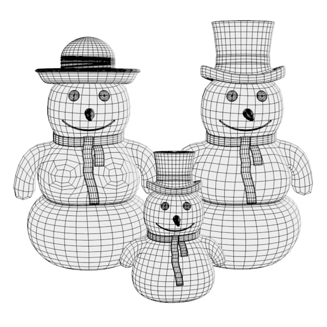 Snowman Family 3d 3ds