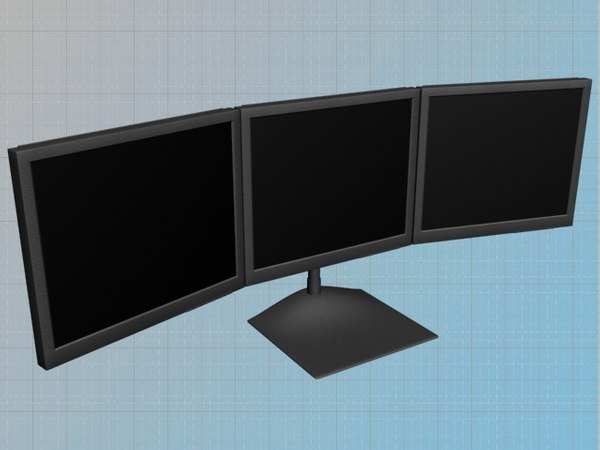 triple display flat panel 3d model