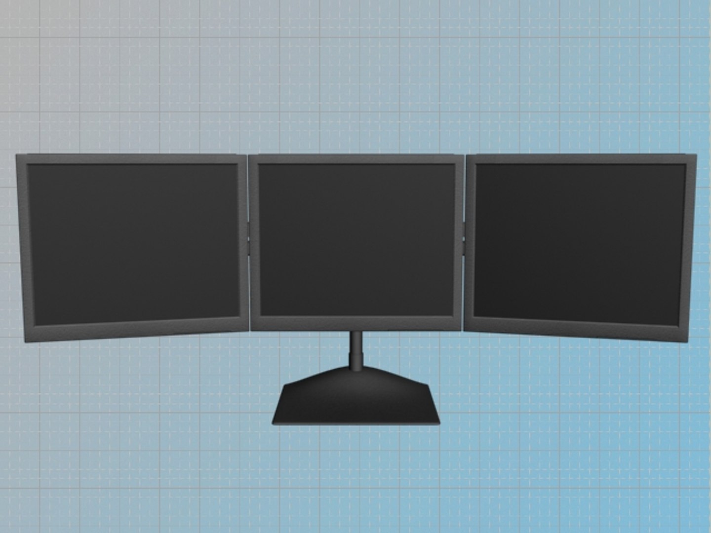 Triple Display Flat Panel 3d Model