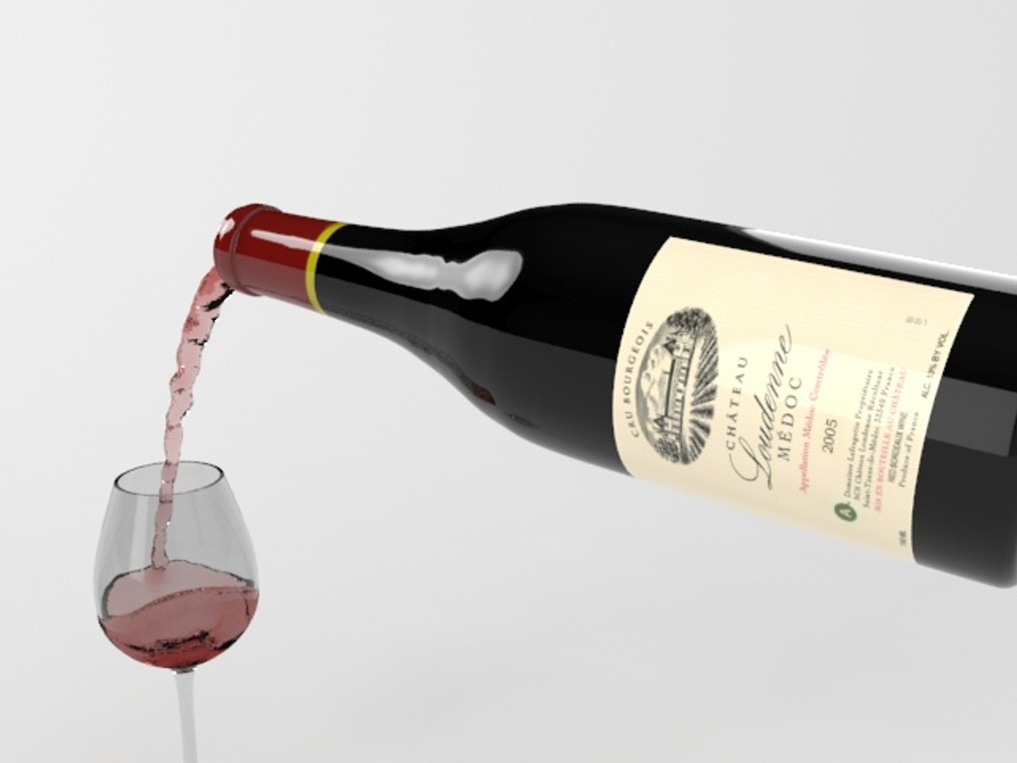3d Wine Flow Animation Model