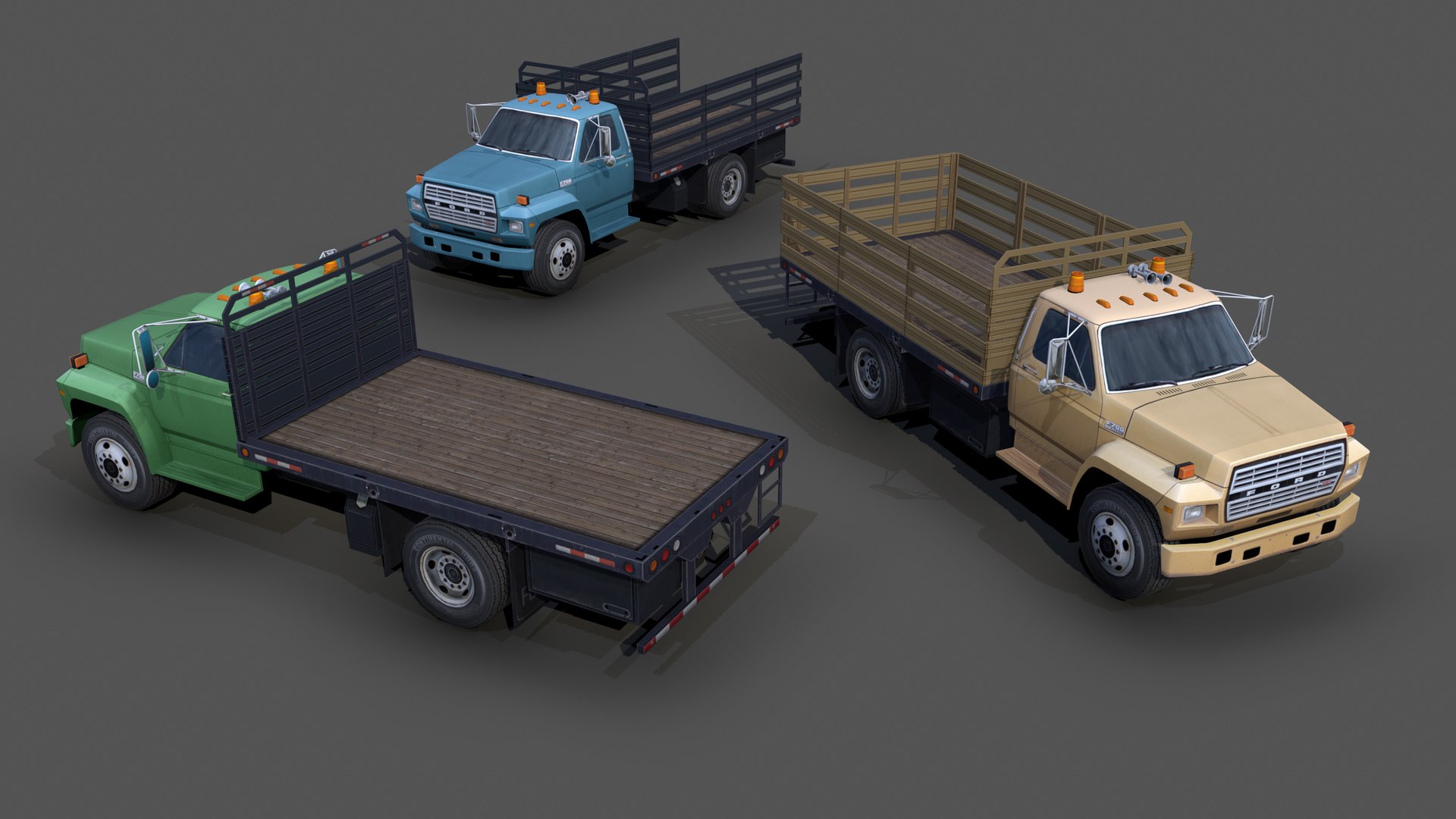 3D Flatbed Truck Model - TurboSquid 1681485